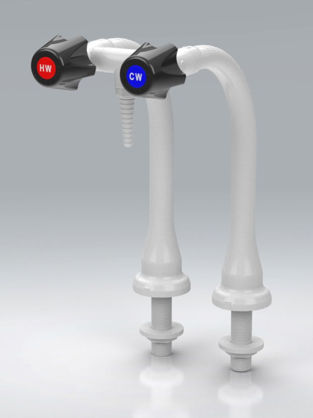 Item # DL-DD-HC3, PVDF Duraline Hot & Cold Lab Faucet, Deck Mount, 3/8 ...