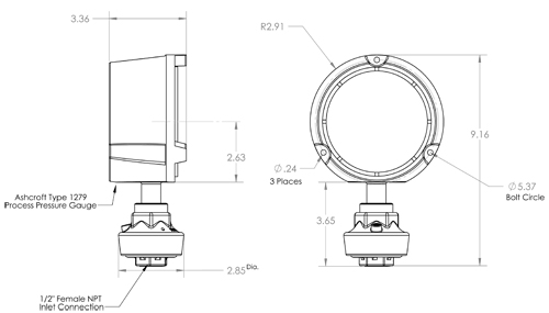 PVC Gauge Guards w/ Process Gauge On Marquest Scientific, Inc.